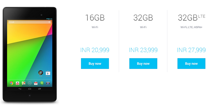 Nexus 7 (2013) tablet is available from Play Store in India